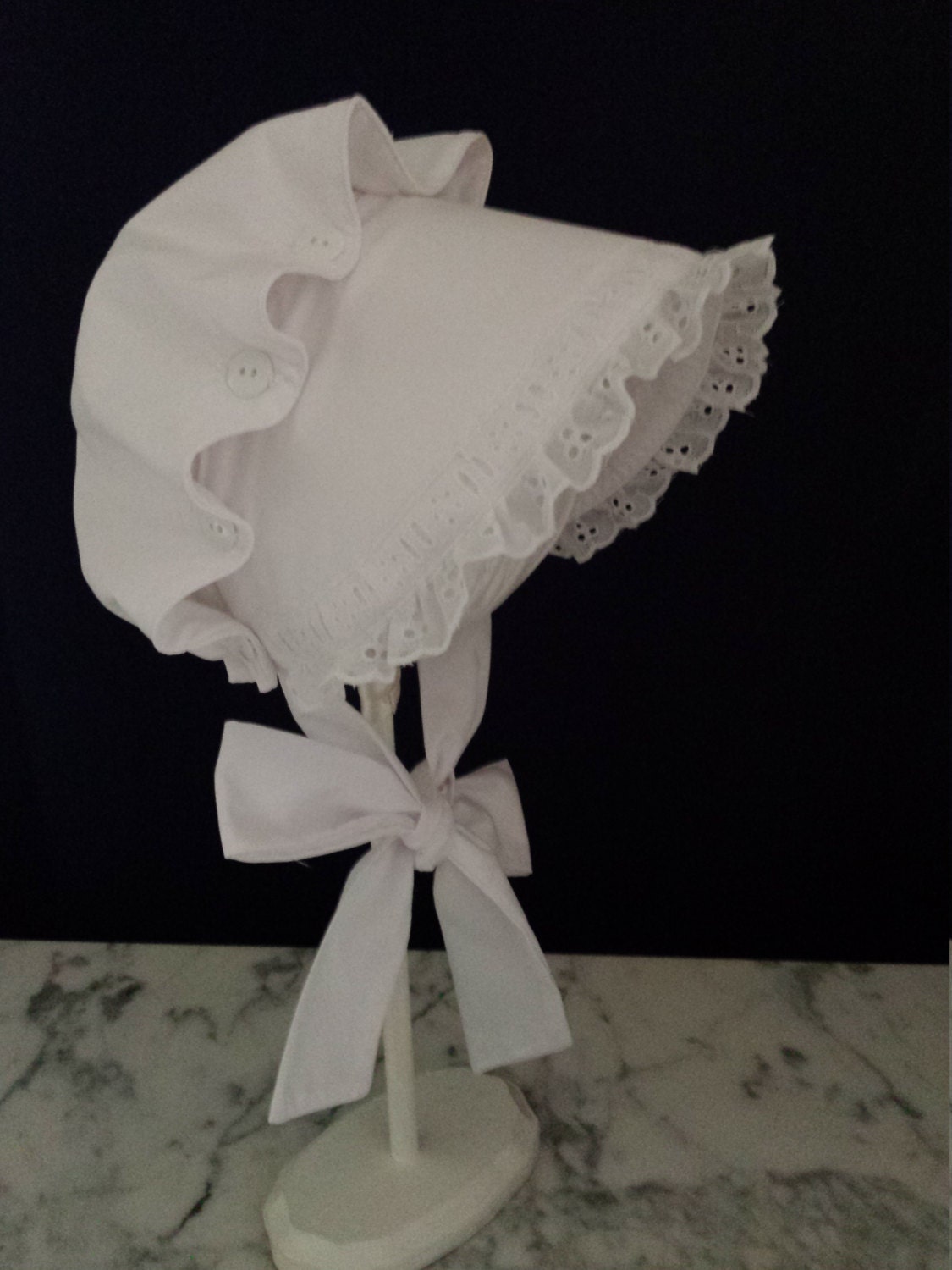 Monogrammed Baby Bonnet Baby Bonnet Eyelet Trim Bonnets Summer - Etsy