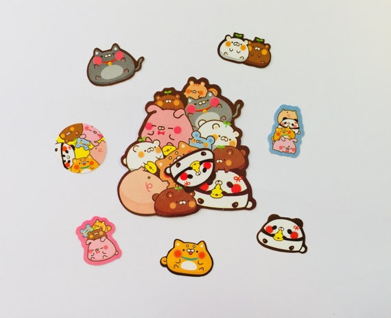 Fat Animals Sticker Flakes 50 Pieces Kawaii Stationery | Etsy