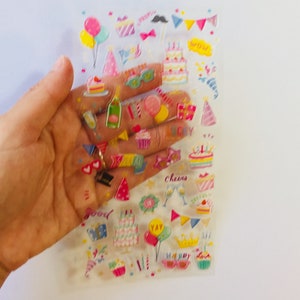 Celebration Stickers - 1 Sheet - Party Plastic Sticker - Glitter ...