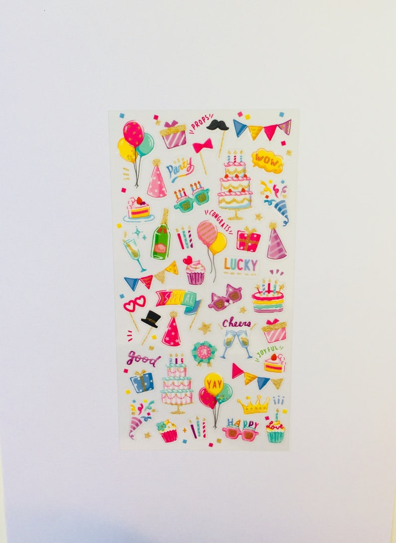 Celebration Stickers 1 Sheet Party Plastic Sticker - Etsy