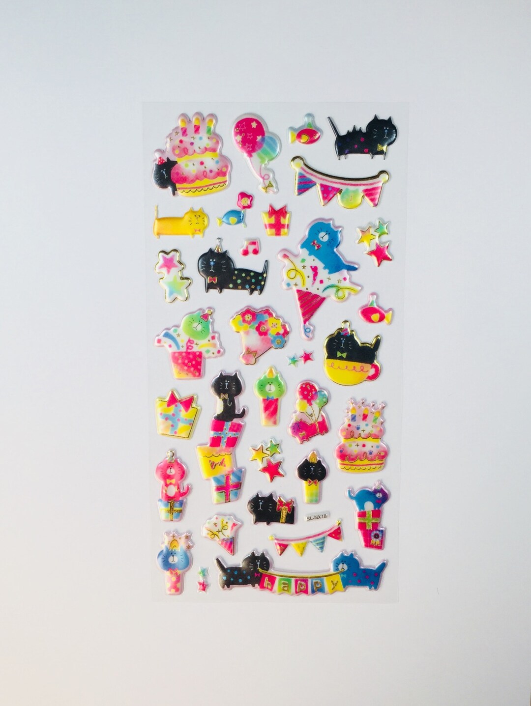 Black Cat Puffy Stickers - 1 Sheet - Etsy