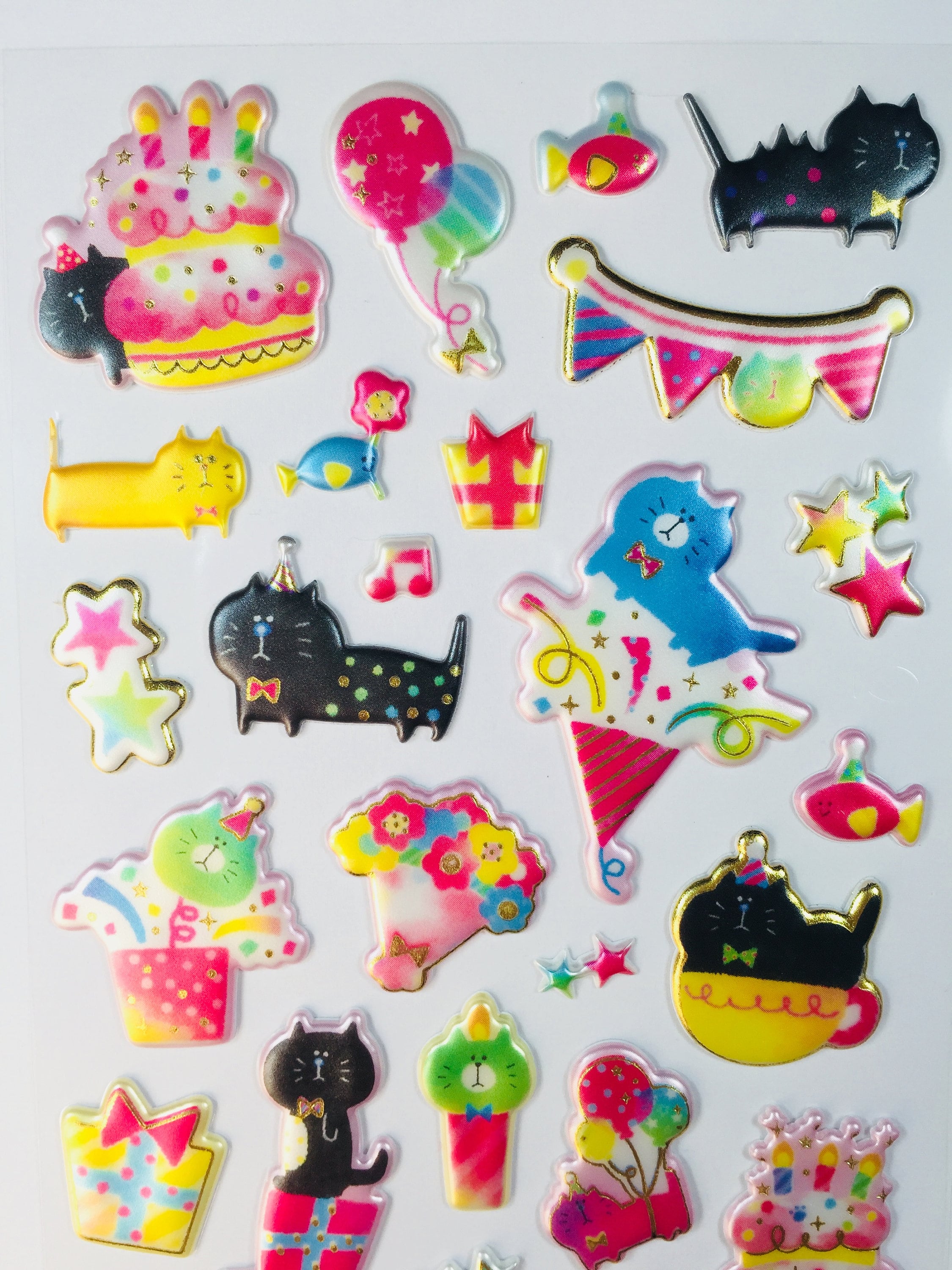 Black Cat Puffy Stickers - 1 Sheet - Etsy