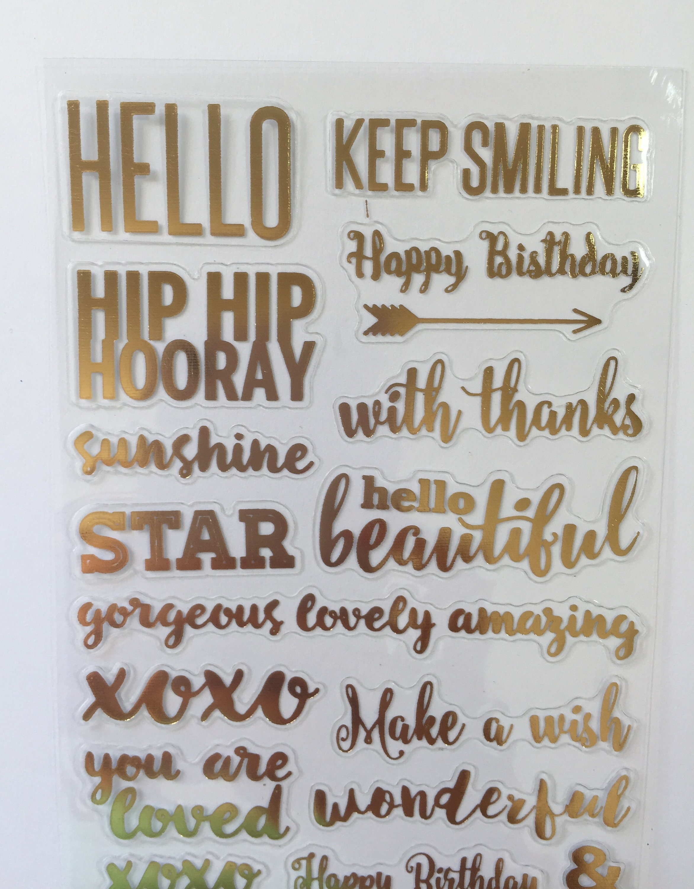 Positive Words Gold Foil Stickers 1 Sheet Sticker Craft | Etsy