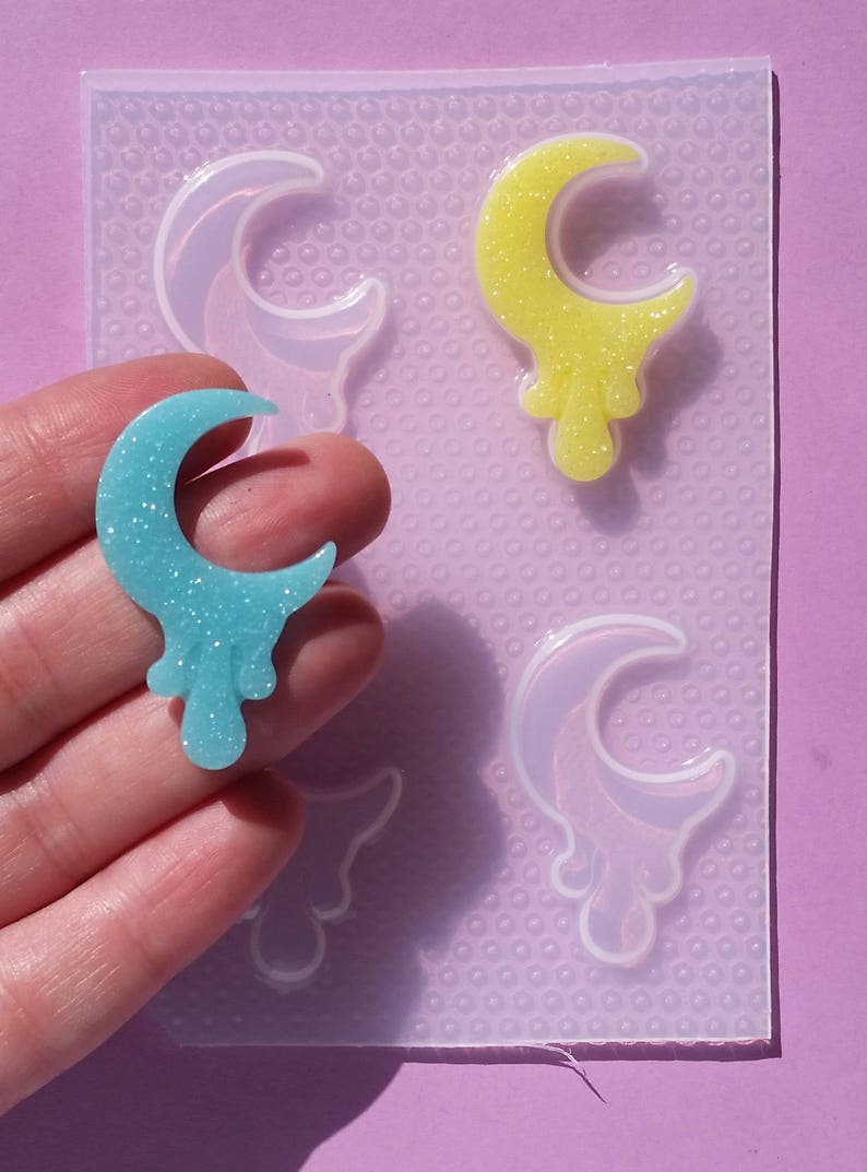 Flat Melting Moon Resin Mold Dripping Crescent Moon - Etsy