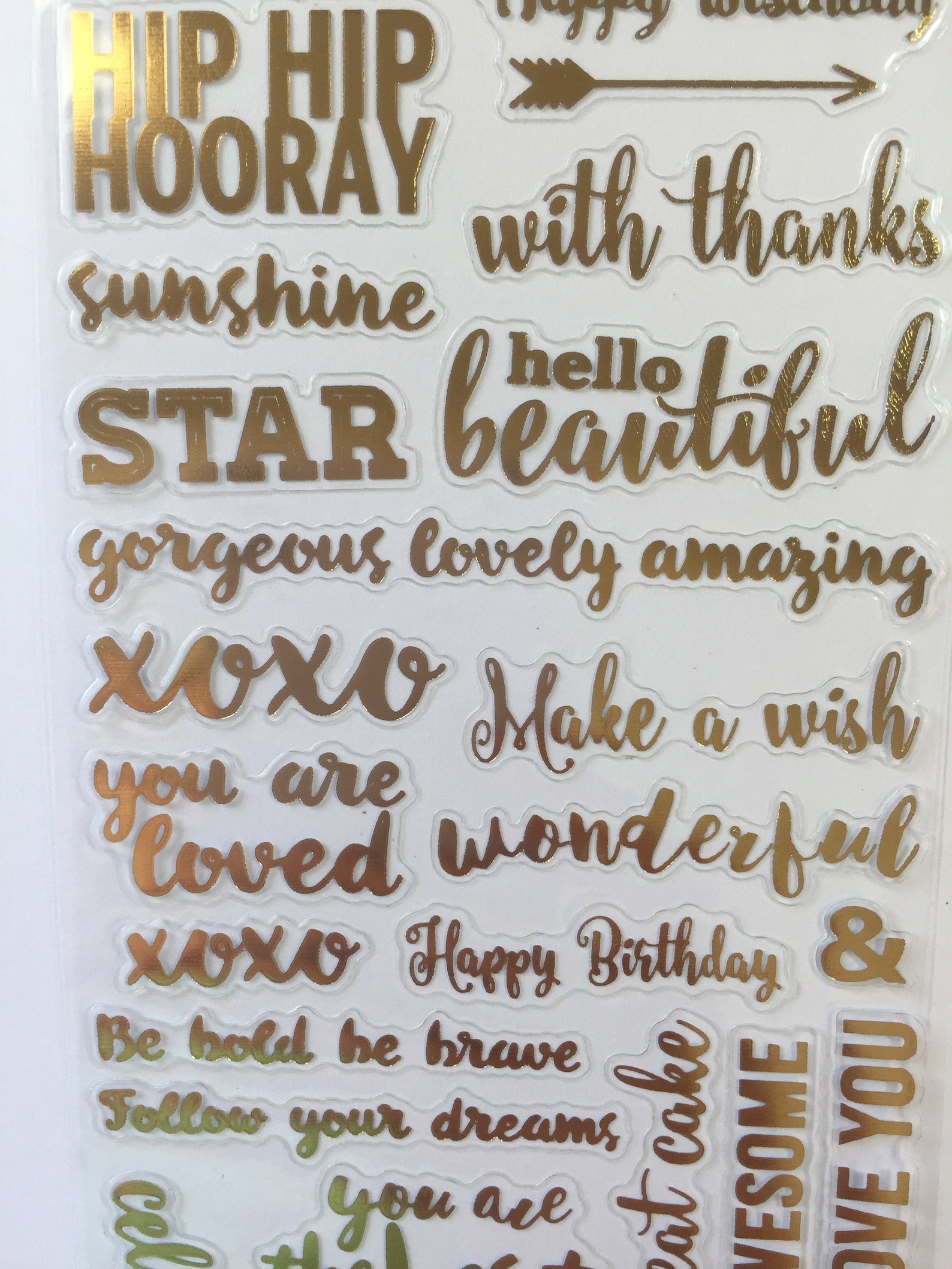 Positive Words Gold Foil Stickers 1 Sheet Sticker Craft | Etsy