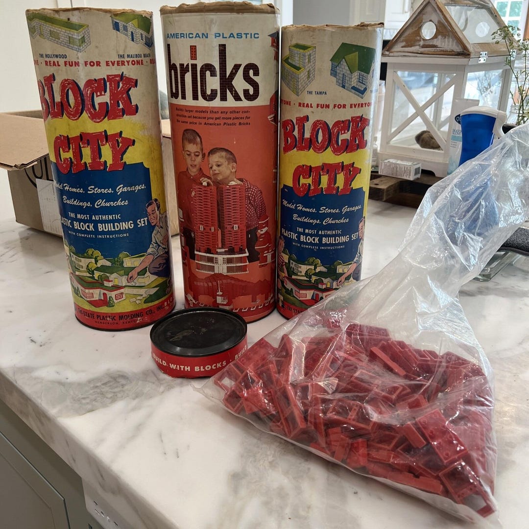 Block City & American Plastic Bricks Building Set Pieces Original ...