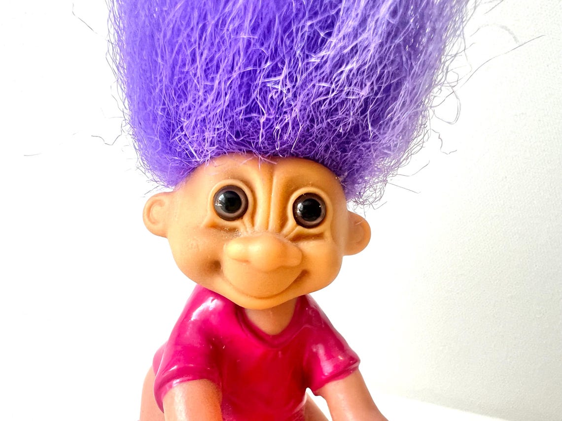 Vintage Russ Troll Doll, Bike, Trike, Bicycle, Tricycle, Purple Hair ...