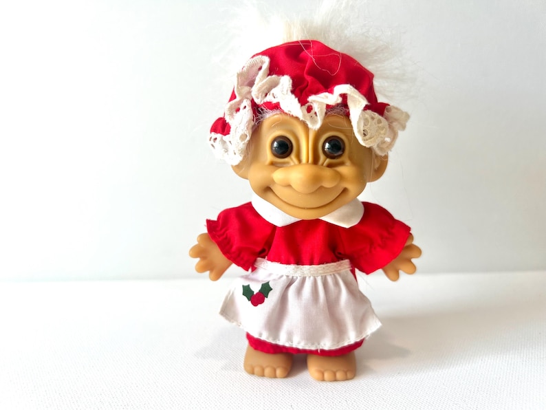 Vintage Russ Troll Doll, Christmas Mrs. Claus , White Hair, Holiday, 5 ...