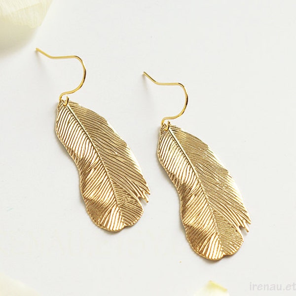 Gold Feather Jewelry - Etsy