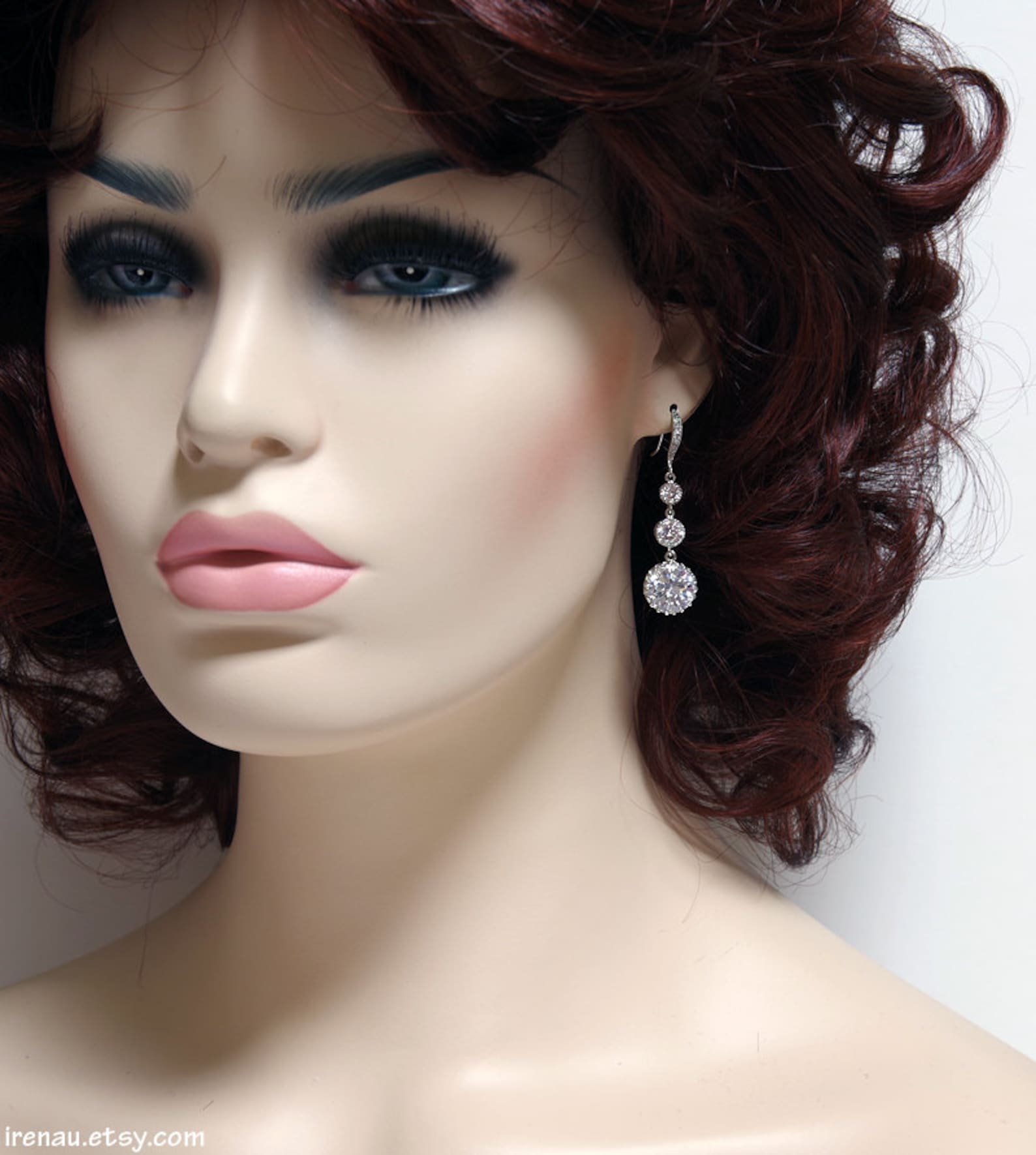 Crystal Bridal Earrings Clear Drop Diamond Cut Earrings Round - Etsy