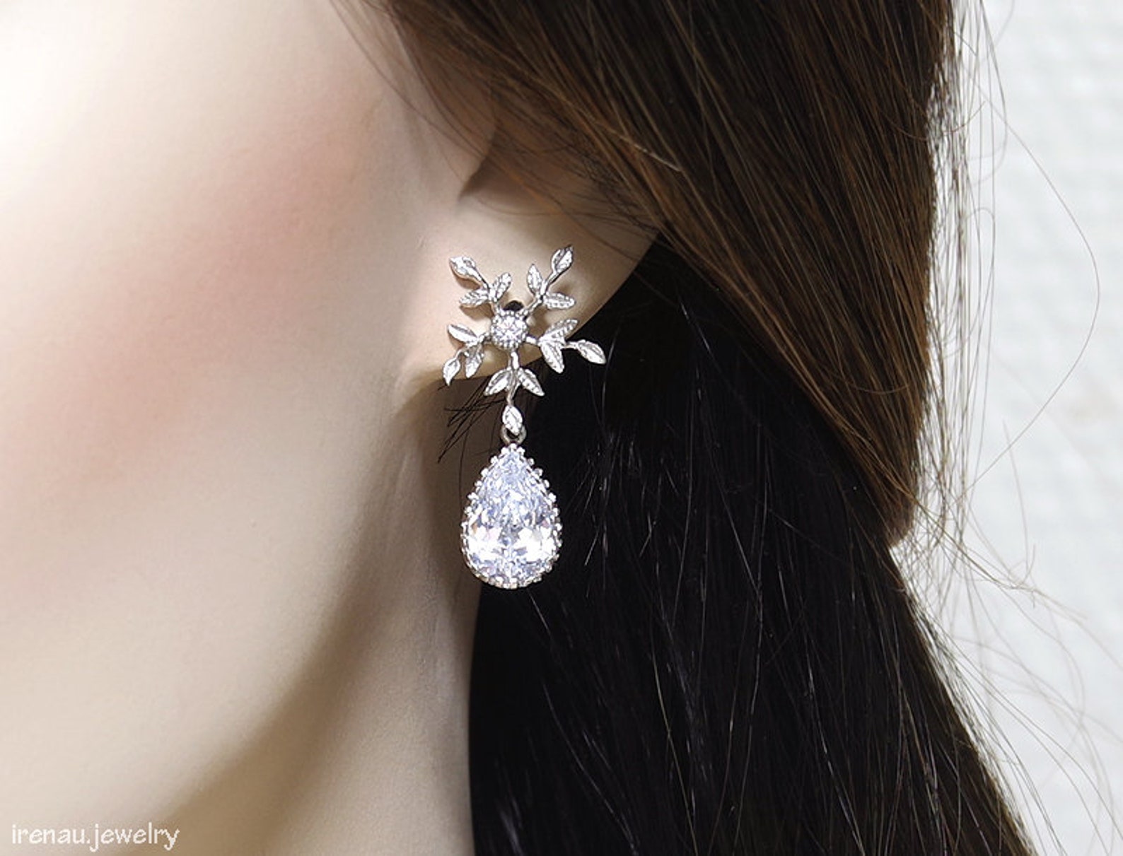 Snowflake Earrings Winter Wedding Crystal Silver Earrings - Etsy