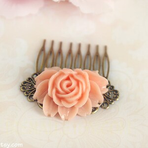 Blush Pink Hair Comb Light Pink Rose Hair Comb Floral Filigree, Antique ...