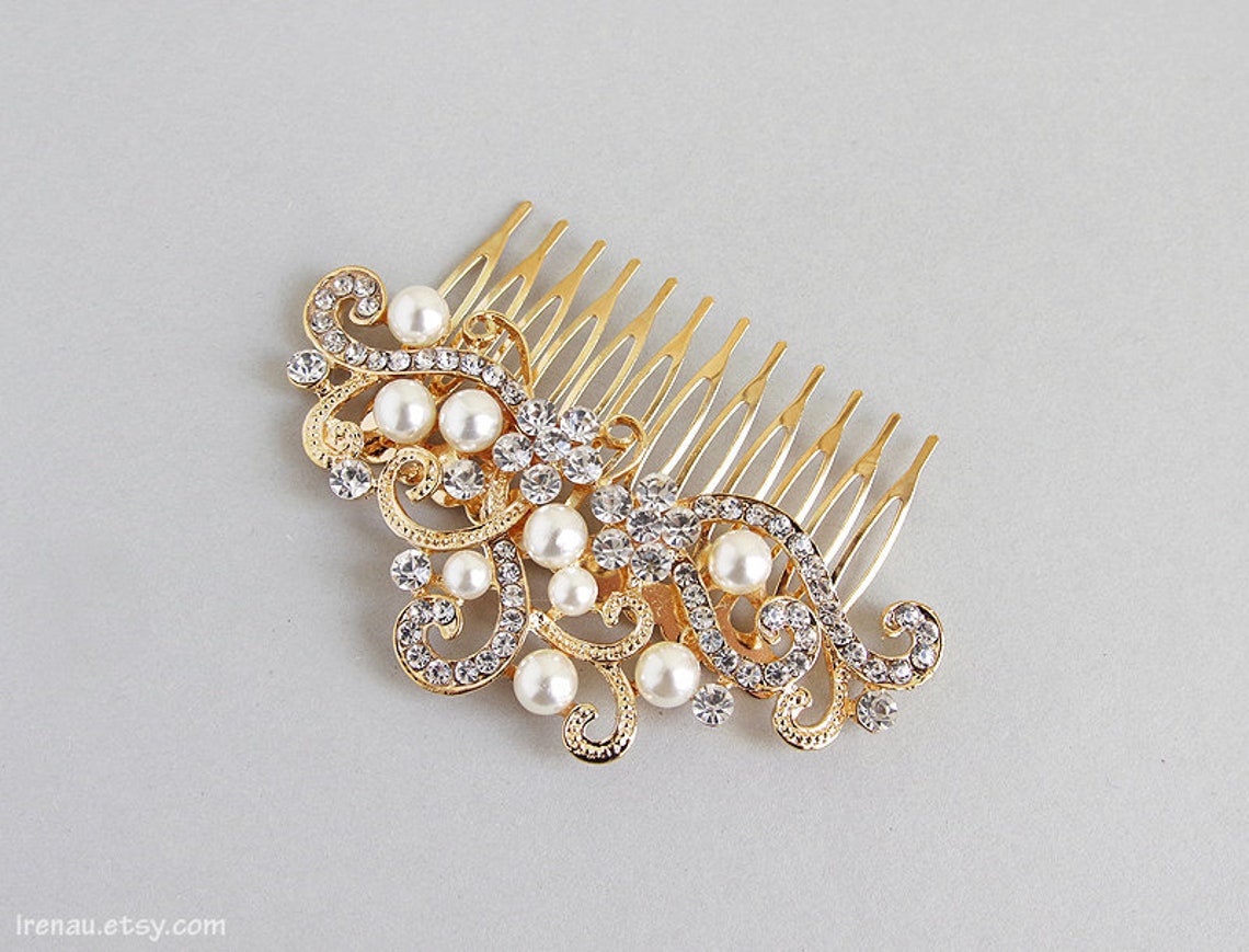 Gold Bridal Hair Comb Crystal Wedding Hair Comb Swarovski - Etsy