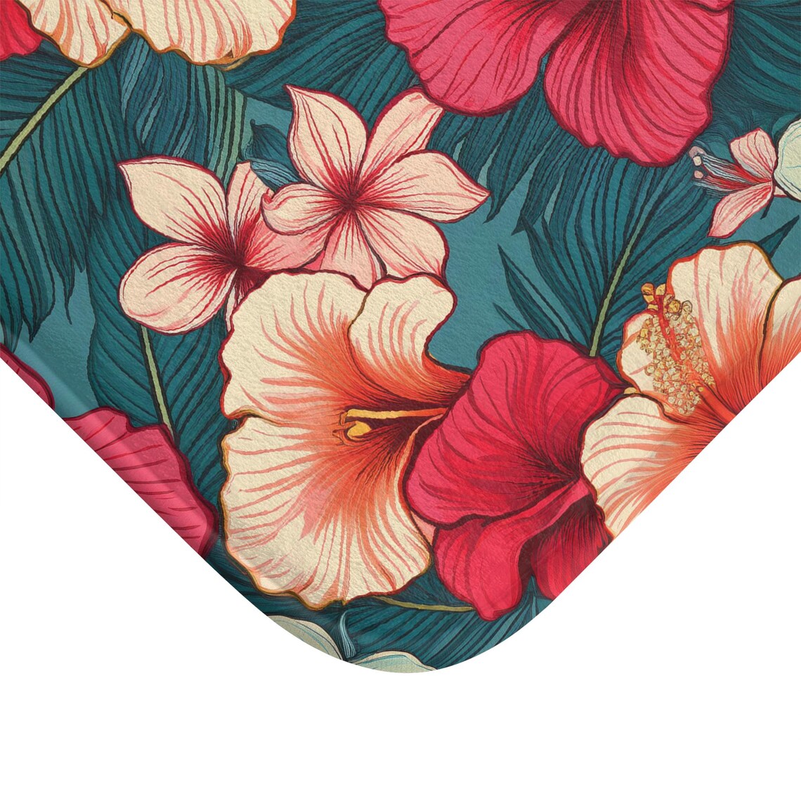 Hawaiian Hibiscus Bath Mat - Hawaii Vibes, Tropical Bathroom Decor, Non ...