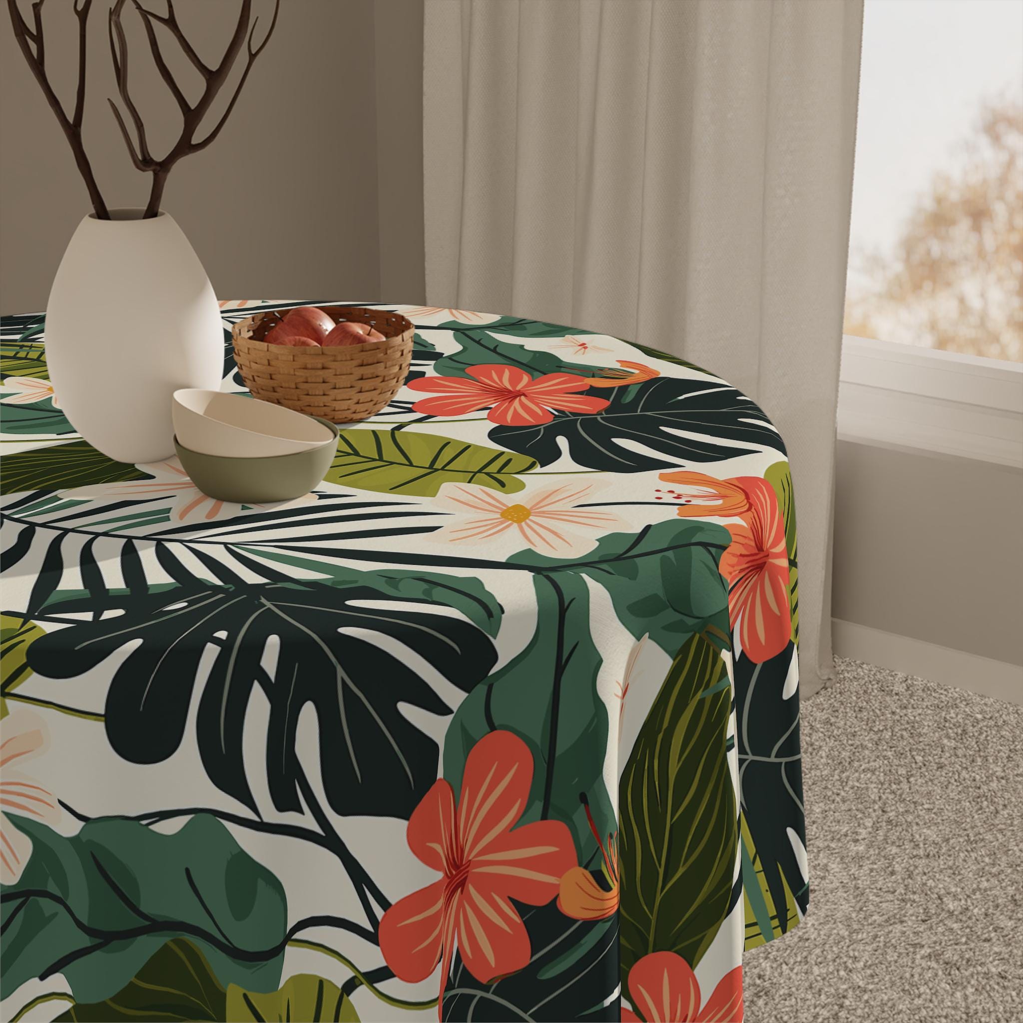 Hawaiian Tablecloth, Luau Party Decor, Tropical Dining Cover, Island ...