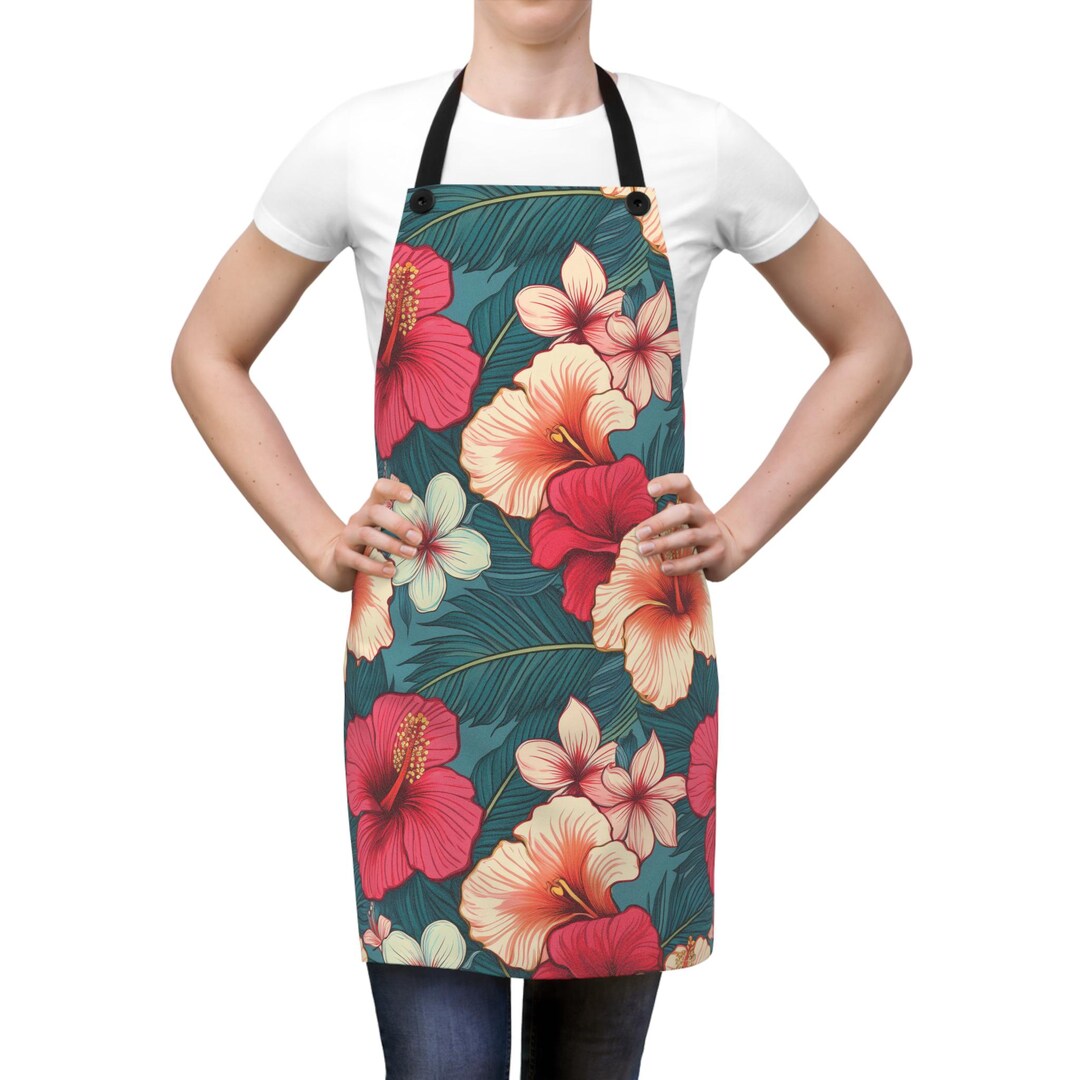Hawaiian Hibiscus Tropical Print Apron - Stylish Cooking Apron ...