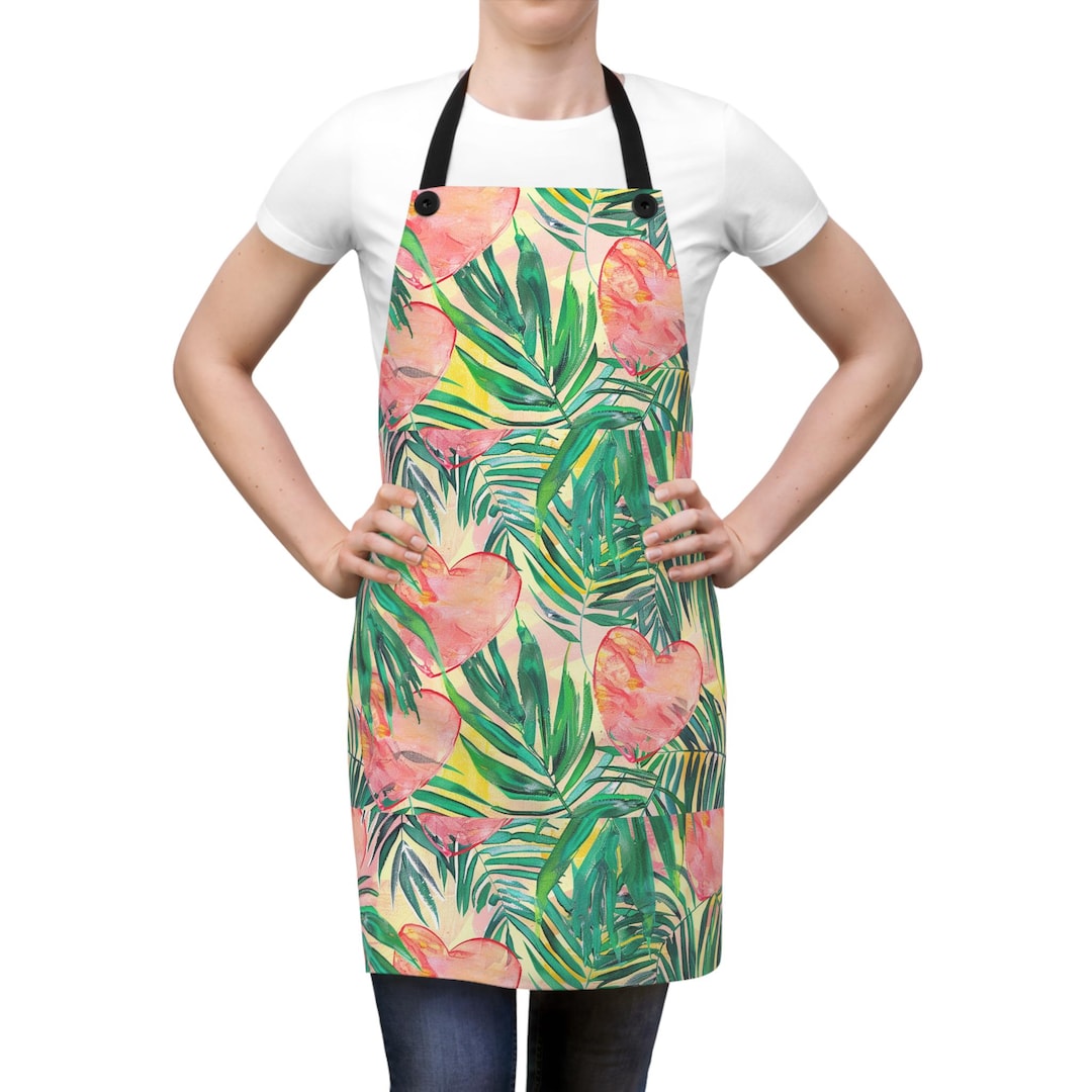Watercolor Hawaiian Tropical Print Apron - Stylish Cooking Apron ...