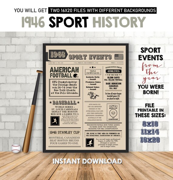 Back in 1946 Sport Facts Sport History Sport Events 1946 - Etsy