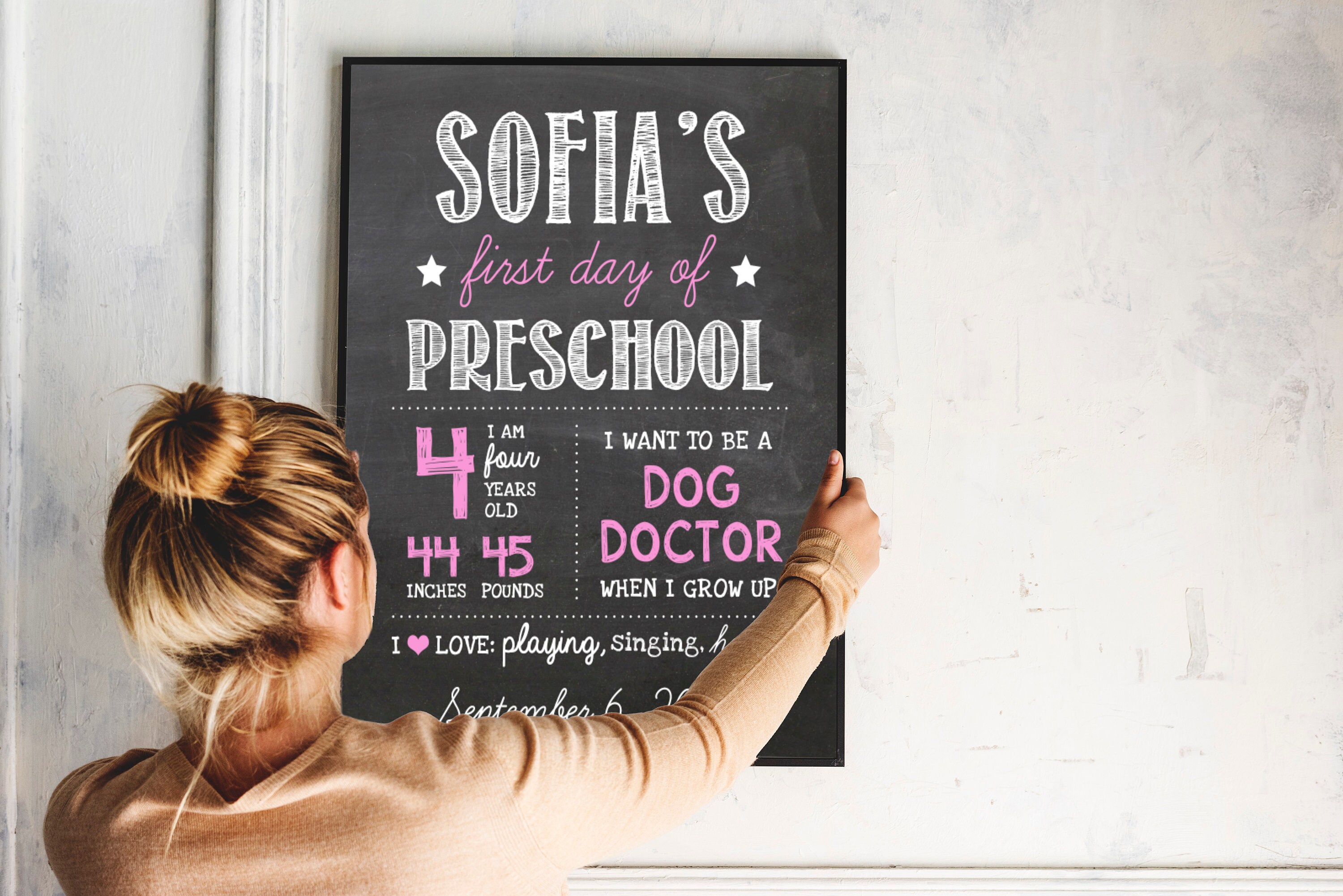 Girls First Day of Preschool Board DIGITAL FILE - Etsy Canada