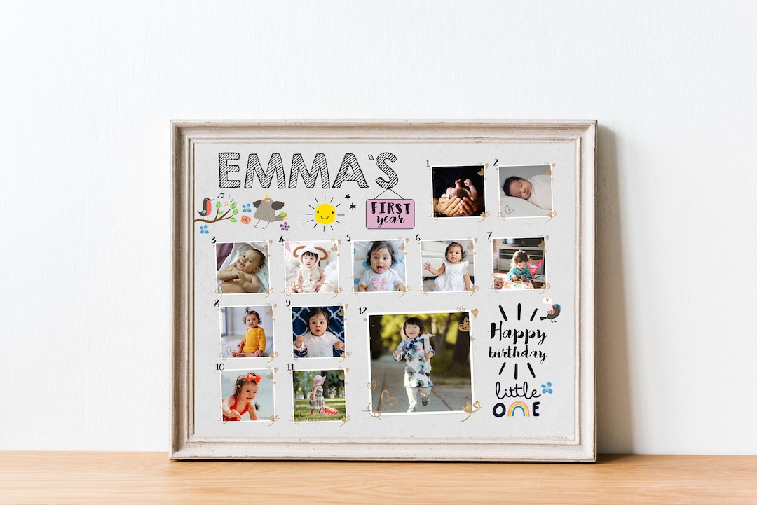 First Year Collage - Baby Photo Collage - 1st Year Photo Album - Baby ...