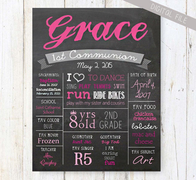 First Communion Board DIGITAL Sign | Etsy