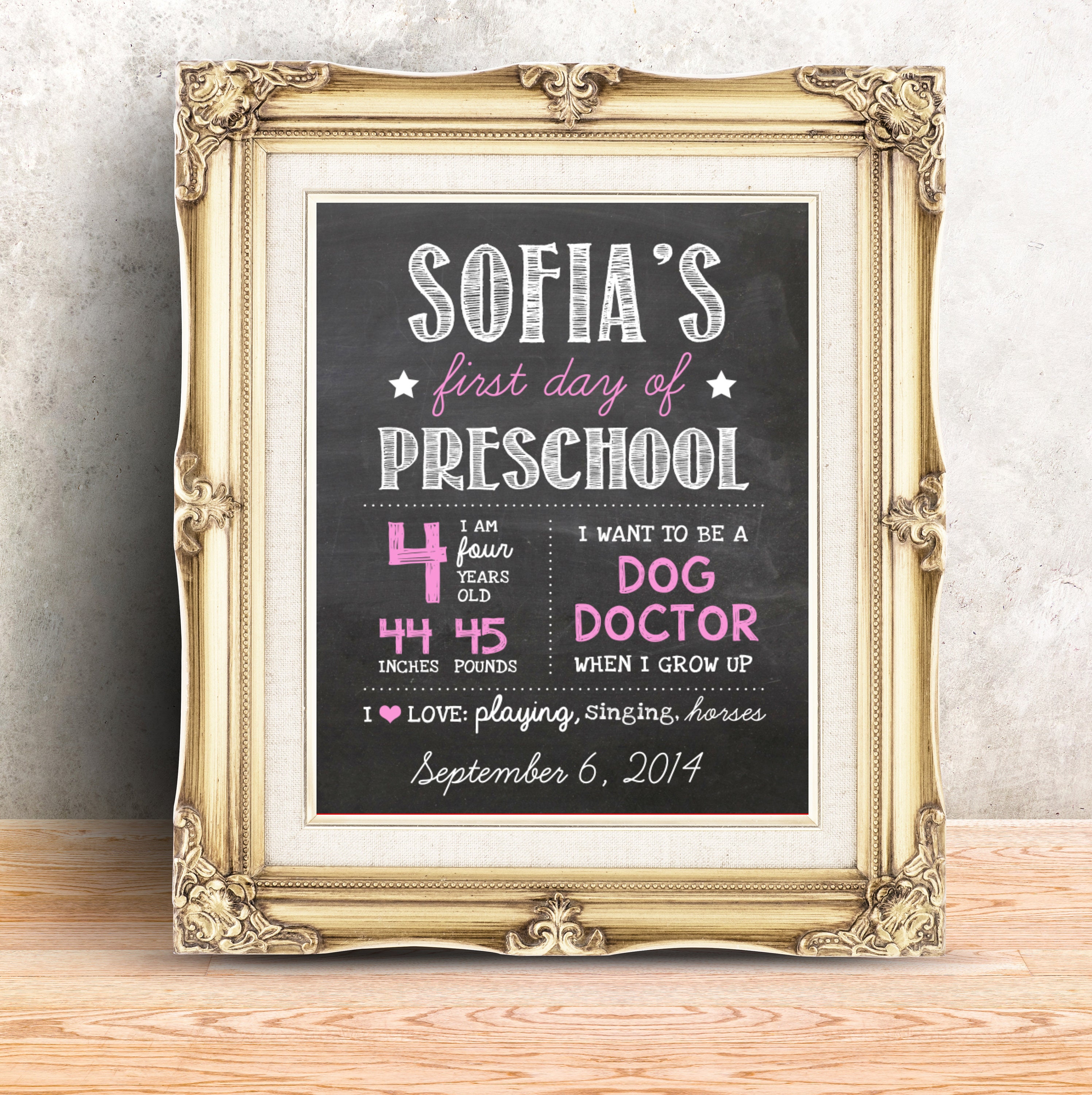 Girls First Day of Preschool Board DIGITAL FILE - Etsy Canada