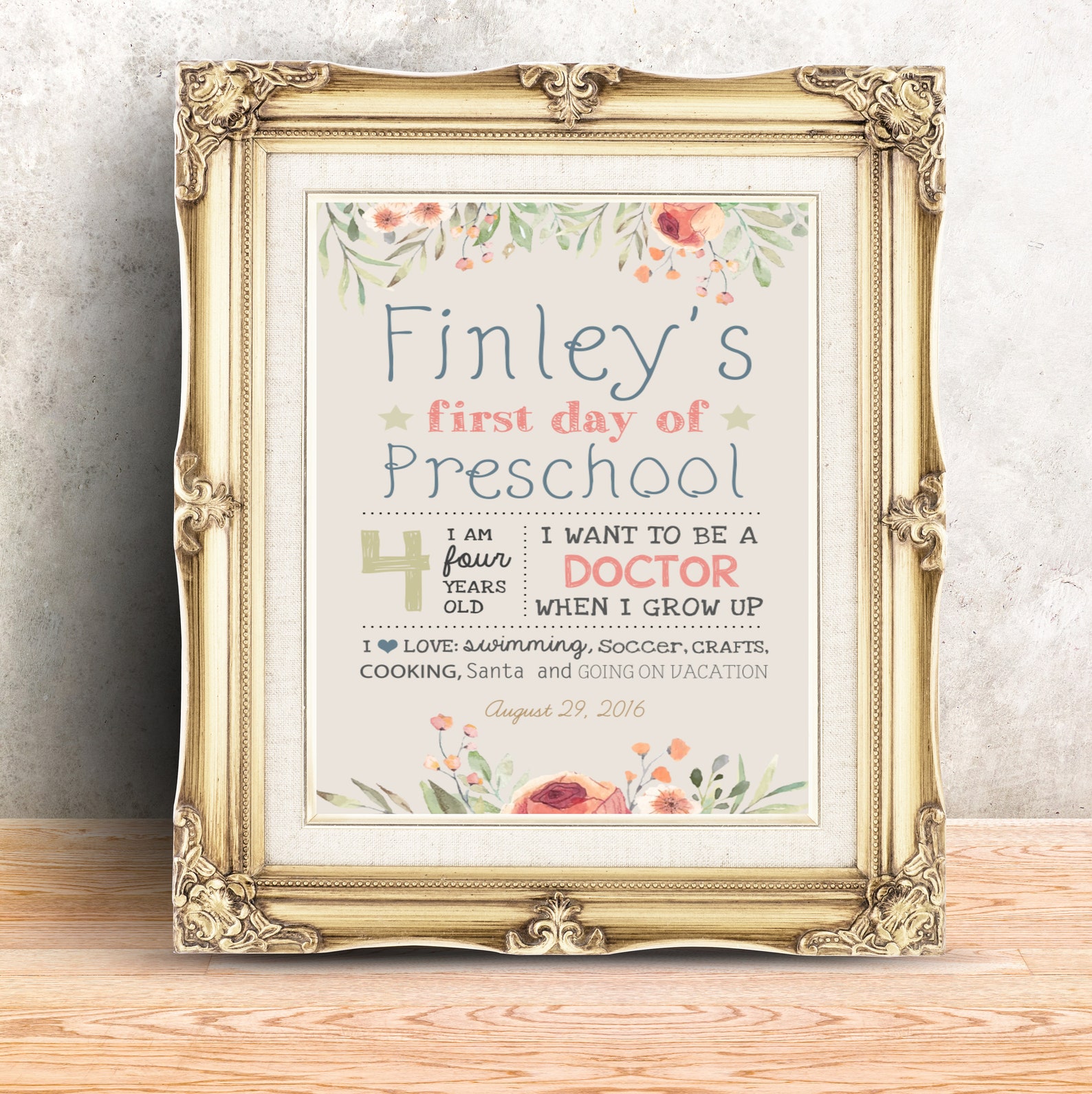 First Day of Preschool Sign for Boys and Girls - DIGITAL FILE! - Etsy