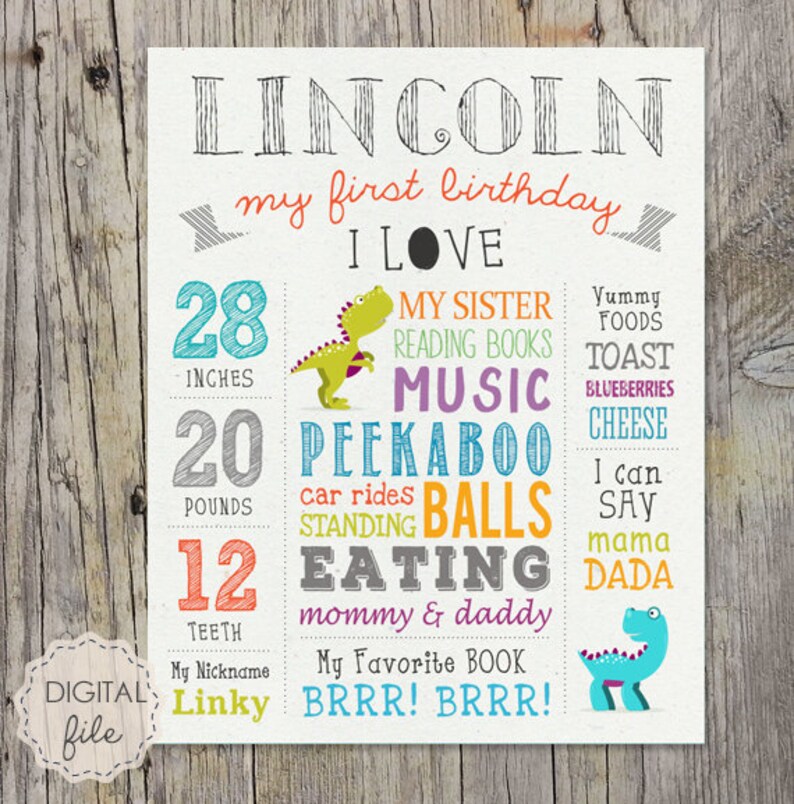 Kids First Birthday Poster - DIGITAL FILE! - Etsy