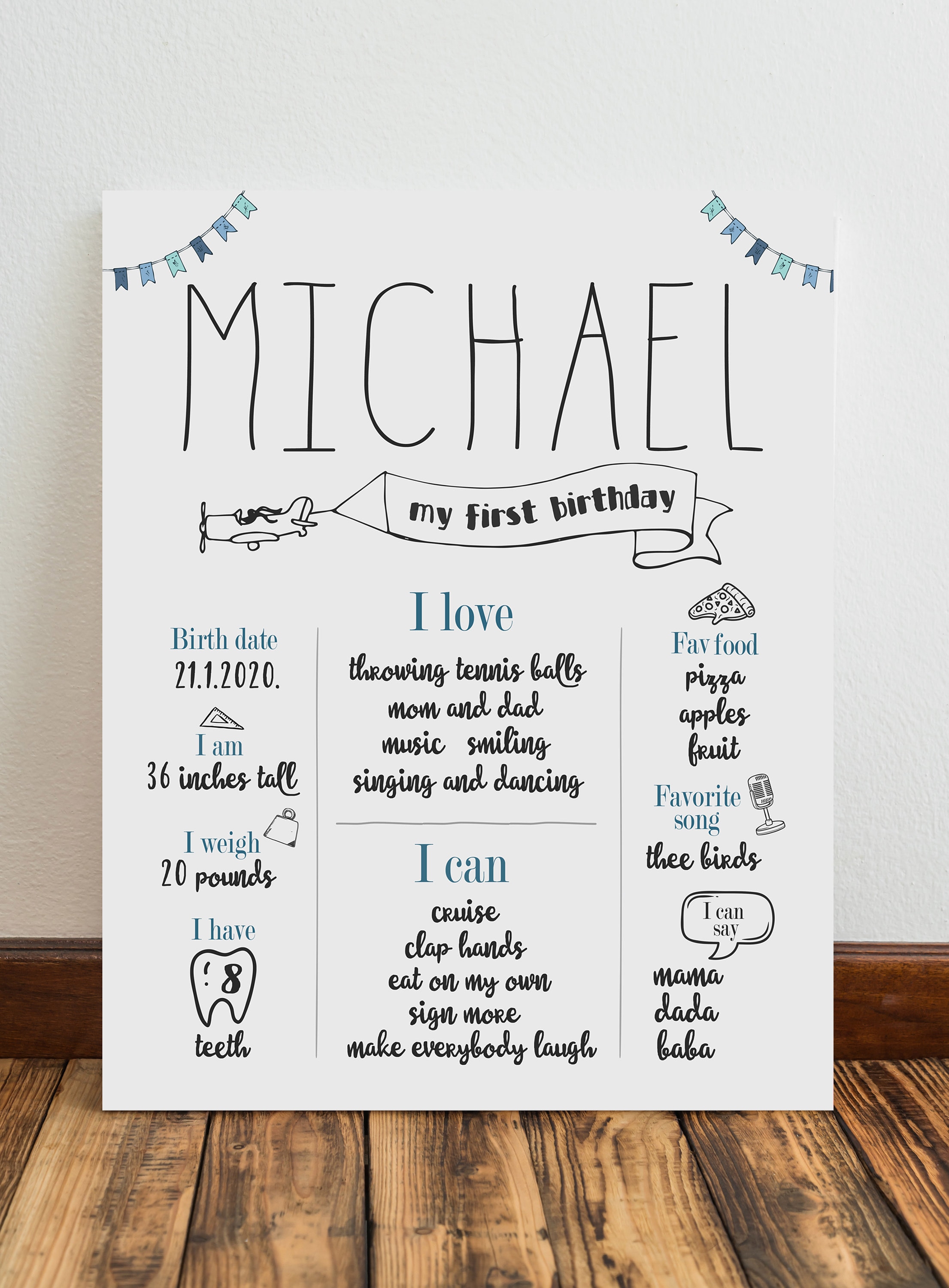 First Birthday Sign Minimalistic style DIGITAL FILE | Etsy