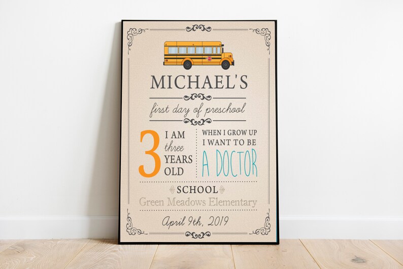 First Day of Preschool Sign for Boys and Girls DIGITAL FILE - Etsy