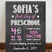 Girls First Day of Preschool Board DIGITAL FILE - Etsy