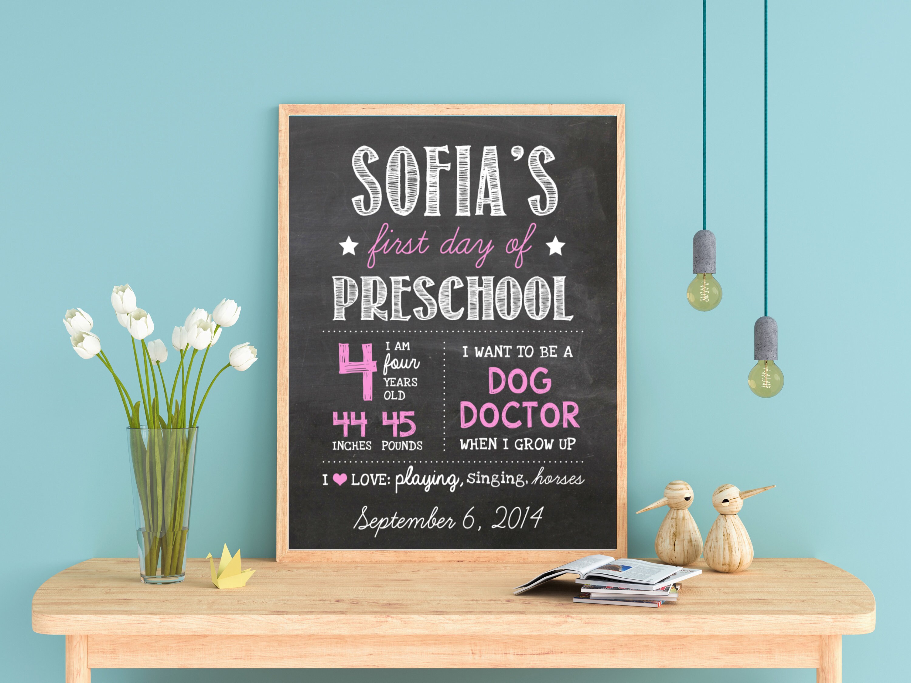 Girls First Day of Preschool Board DIGITAL FILE - Etsy Canada