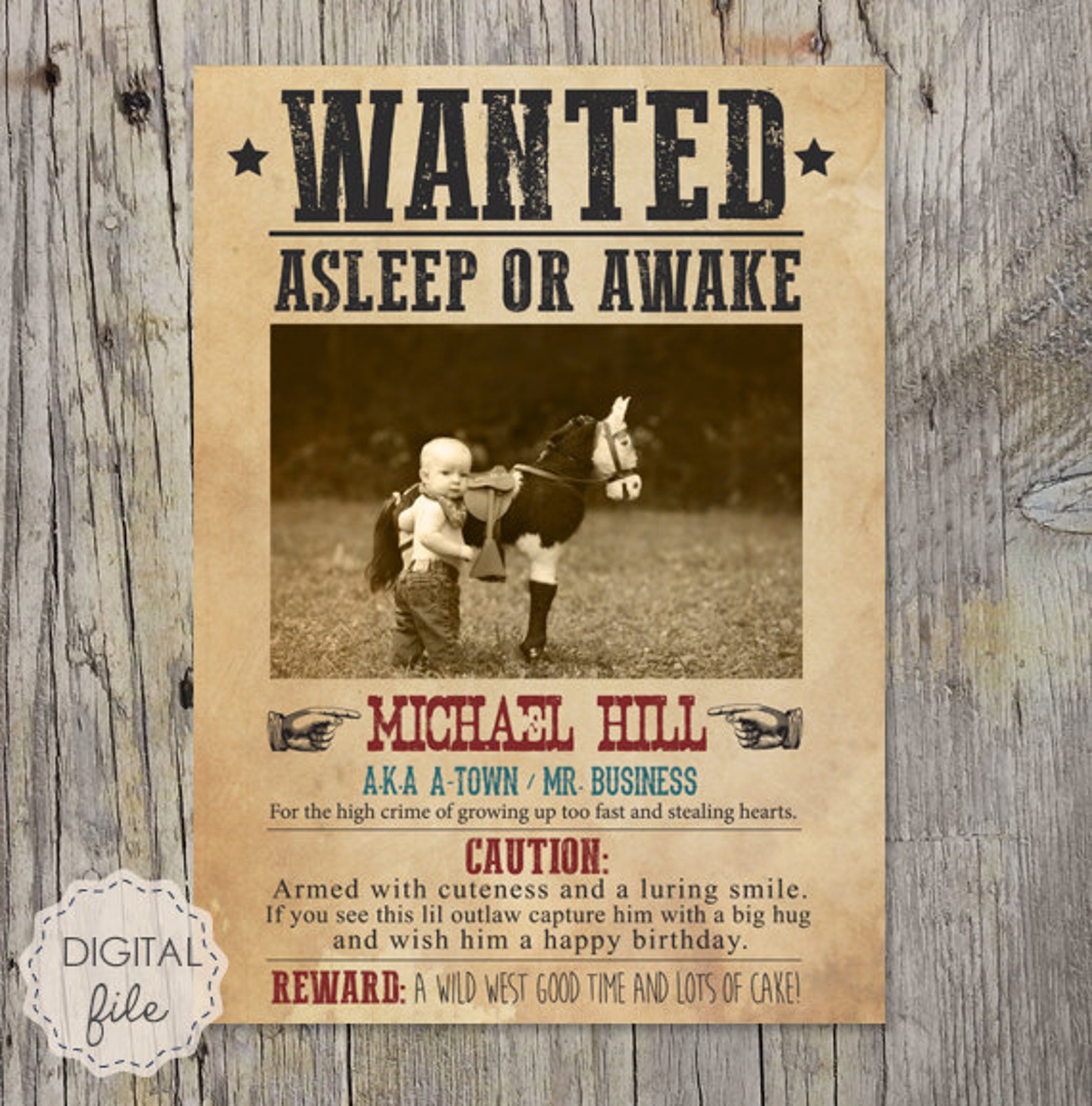 Wanted Poster Wild West Theme Personalized Printable Etsy