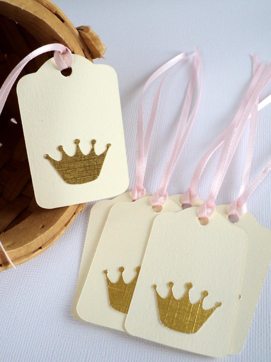 Gold Crown Tags Set of 12, Princess Birthday Decoration, Princess Baby ...