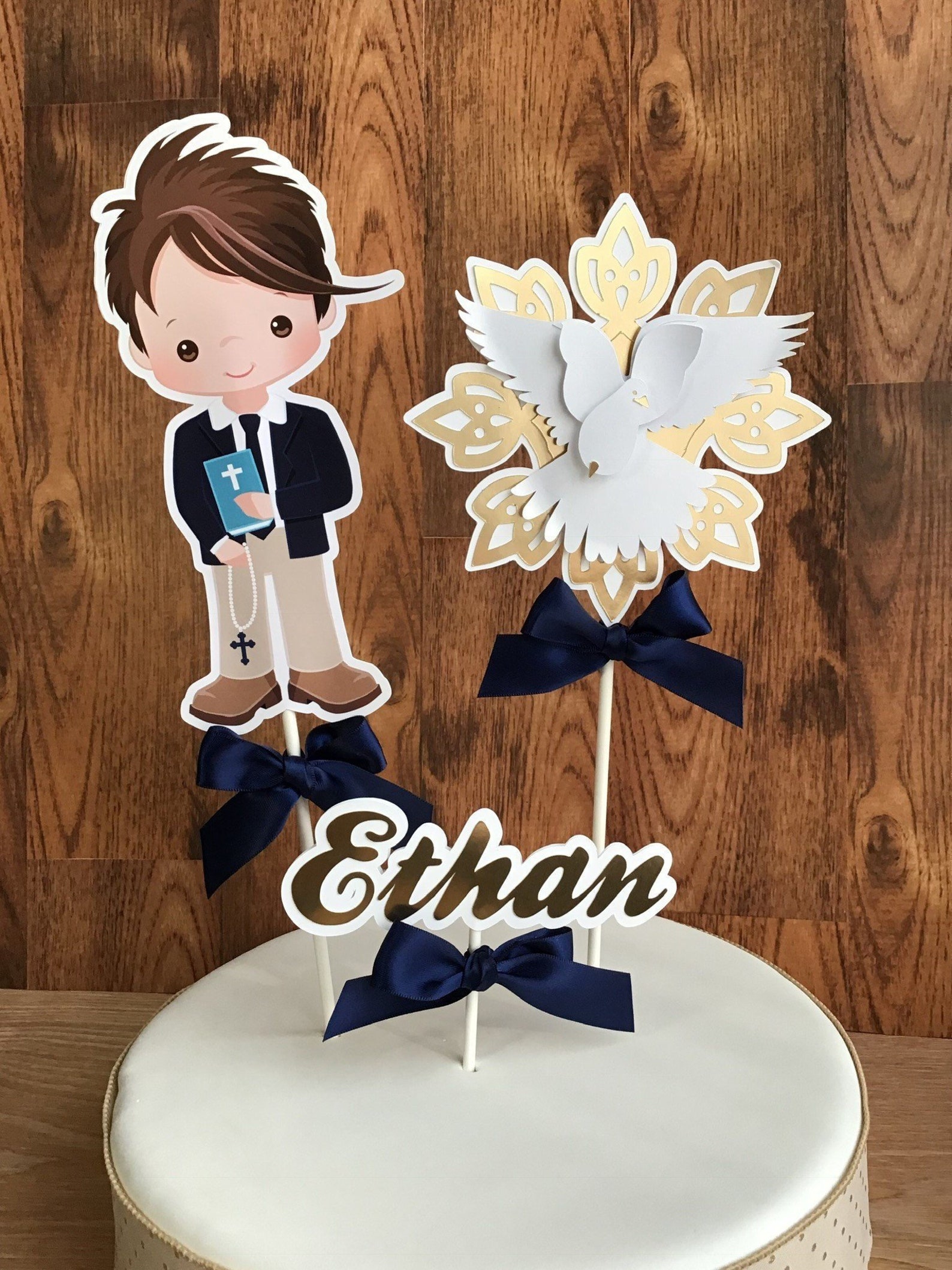 Communion Boy Custom Cake Topper, First Holy Communion- Confirmation ...
