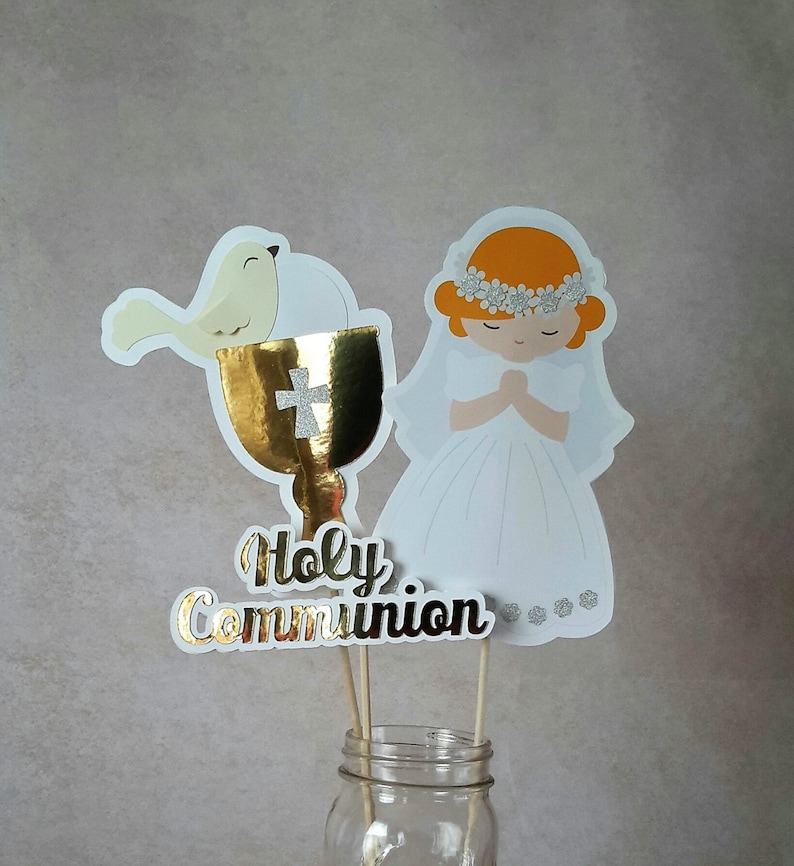 Girl First Communion Centerpiece Cake Topper. Holy Communion Tableware ...
