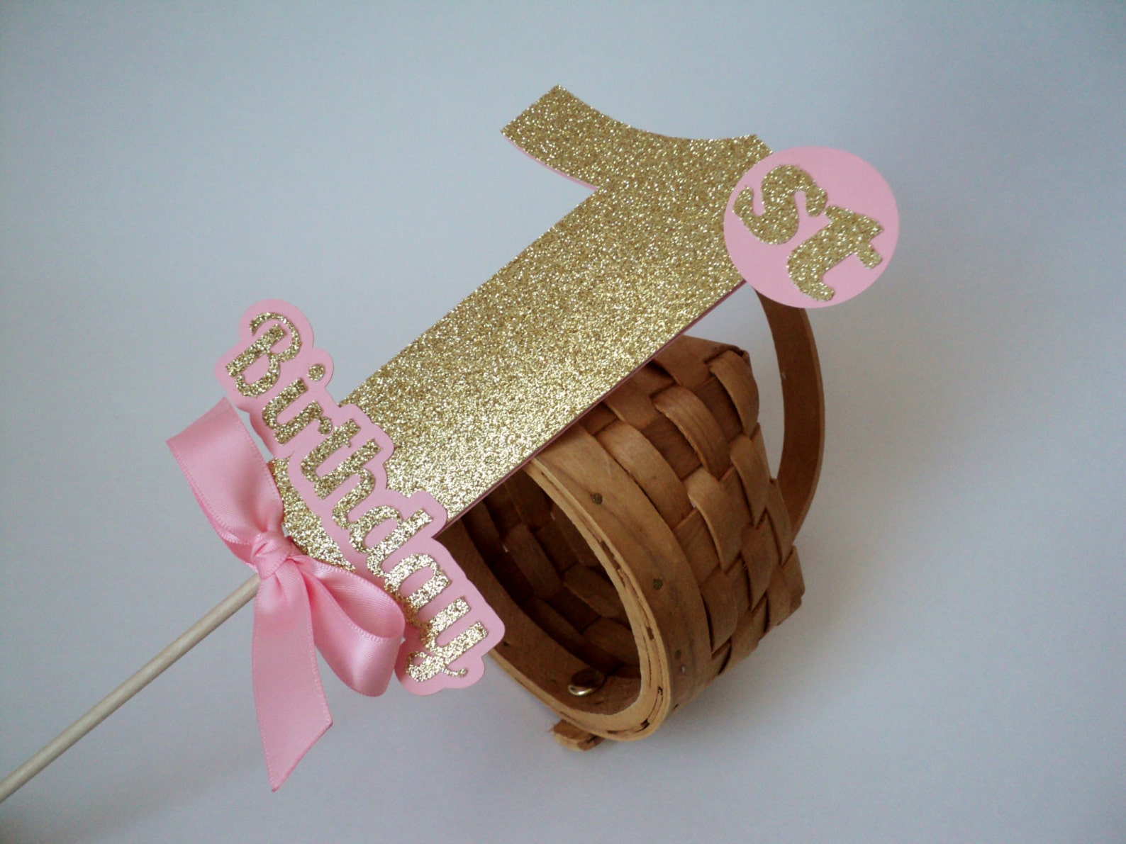 Glitter Number Cake Topper Pink and Gold Party Birthday | Etsy