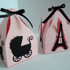 Paris Baby Shower Favor Box, Set of 10, Pink Box. Handcrafted in 3-5 ...