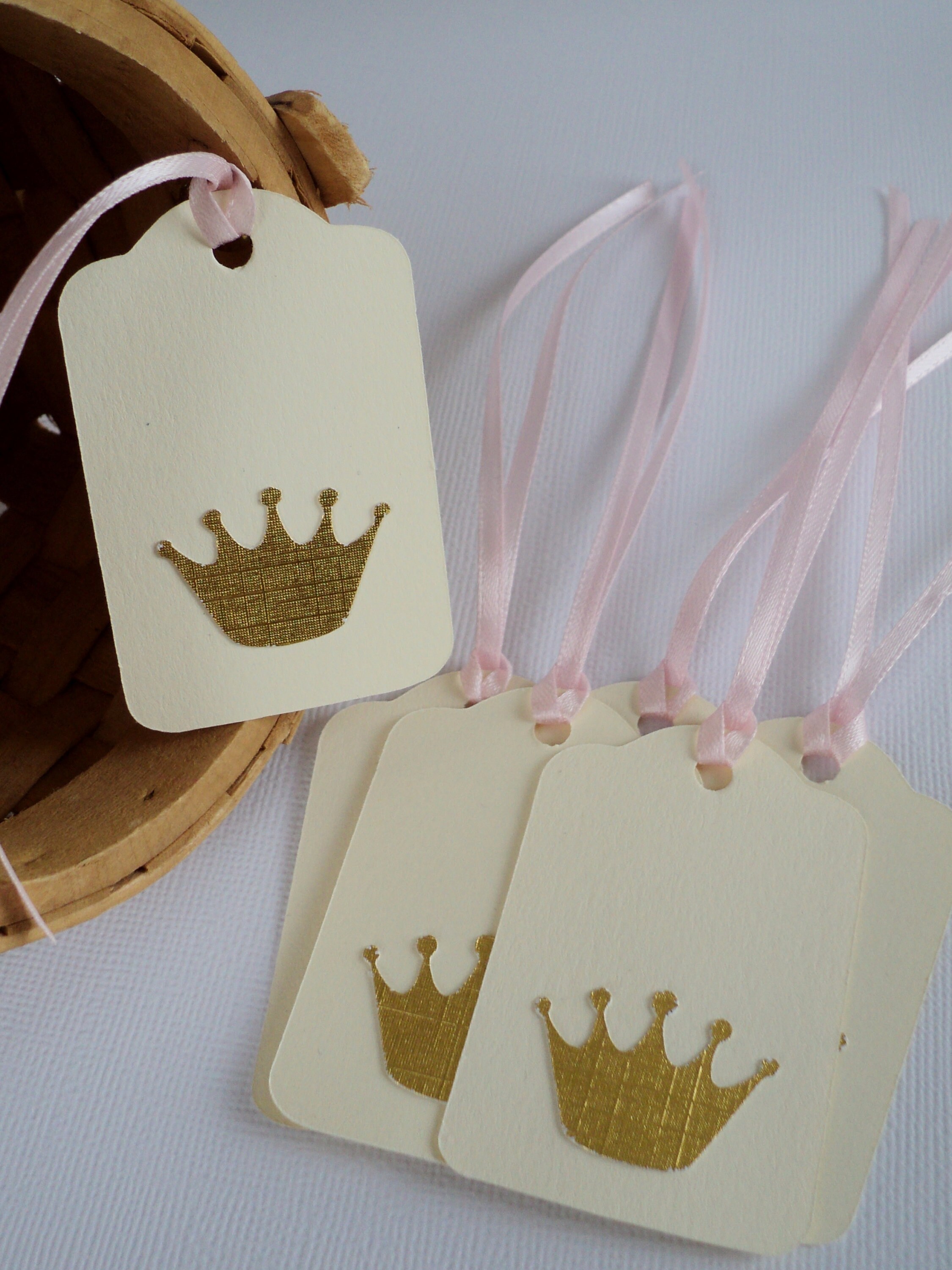 Gold Crown Tags Set of 12, Princess Birthday Decoration, Princess Baby ...