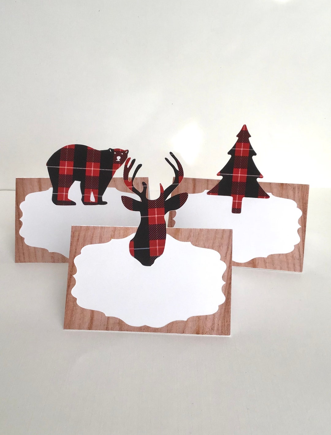 Holiday Plaid Food Tent Cards Set of 10, Lumberjack Christmas Table ...