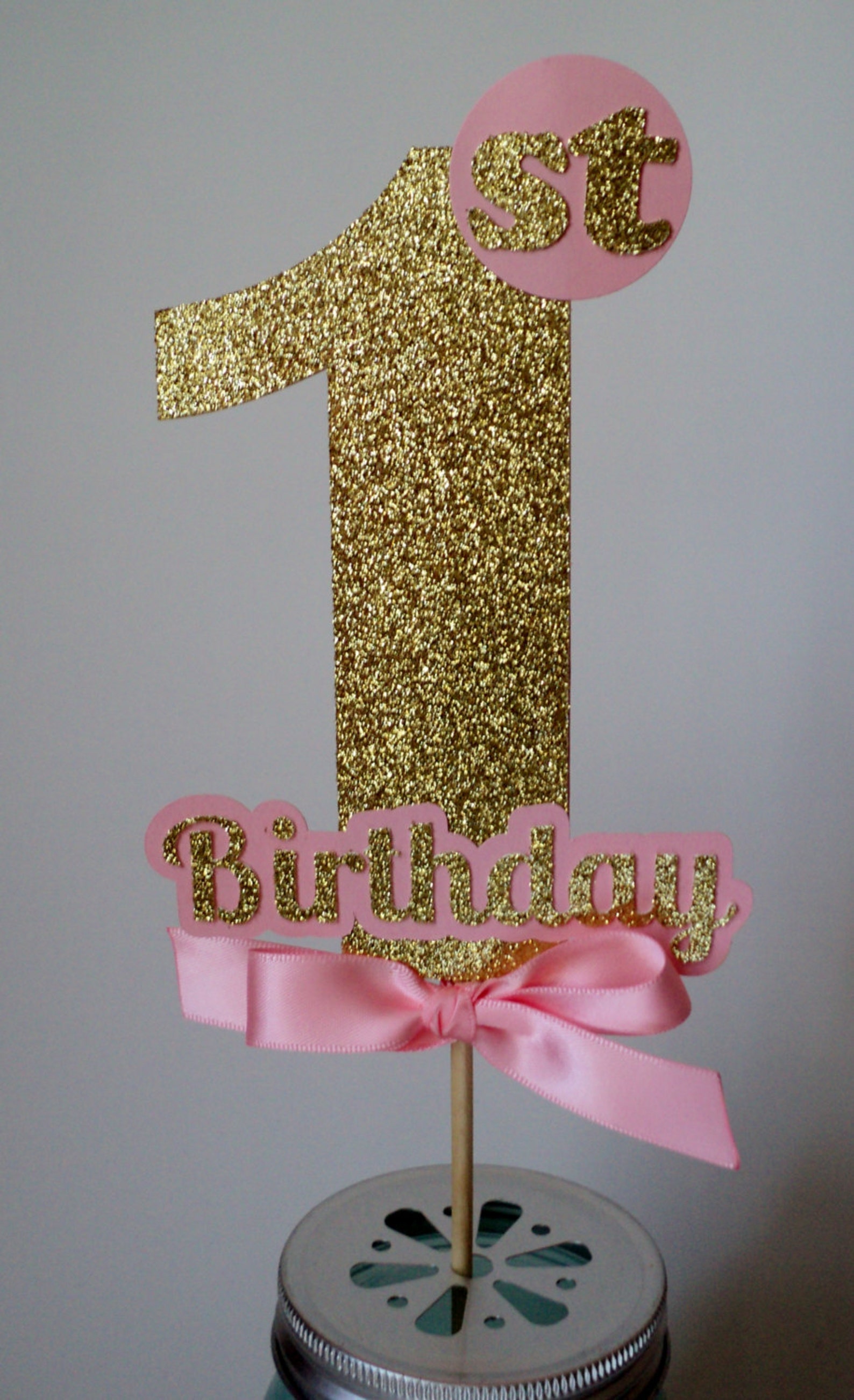 Glitter Number Cake Topper Pink and Gold Party Birthday | Etsy