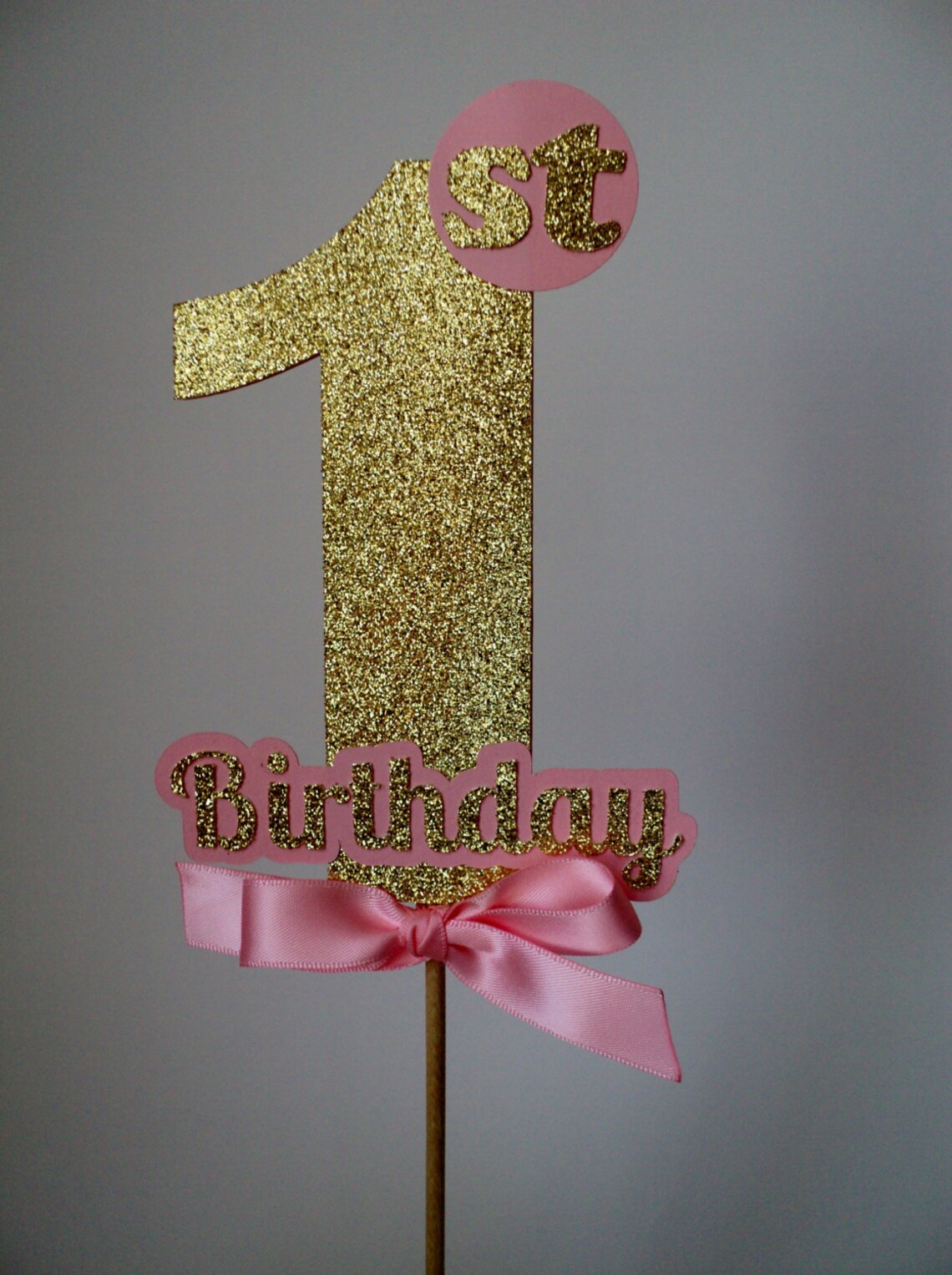 Glitter Number Cake Topper Pink and Gold Party Birthday | Etsy