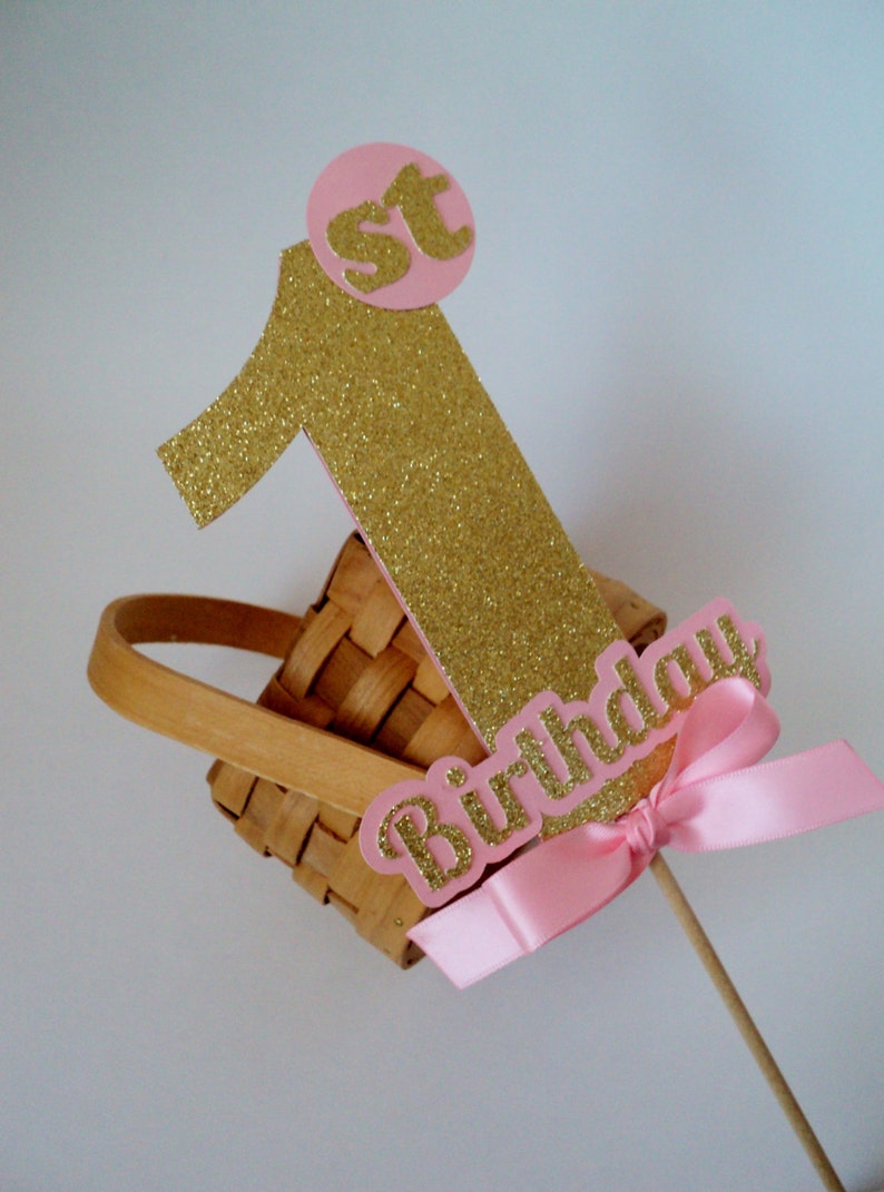 Brillo número cake topper fiesta rosa y oro decoración de - Etsy España