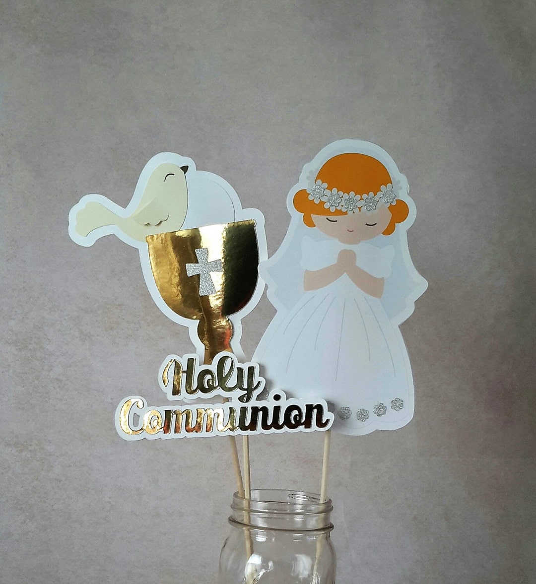 Girl First Communion Centerpiece Cake Topper. Holy Communion Tableware ...