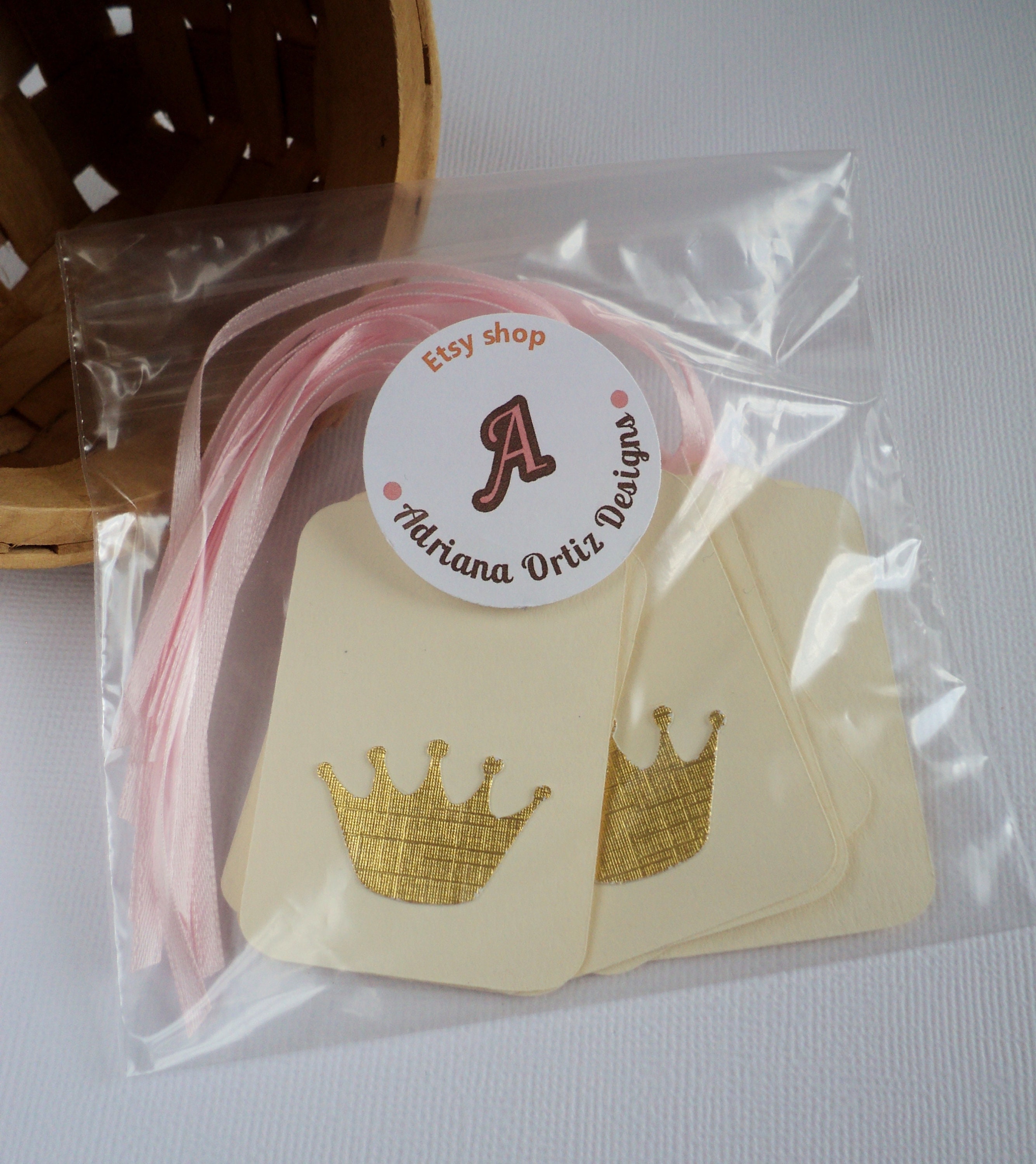 Gold Crown Tags Set of 12, Princess Birthday Decoration, Princess Baby ...