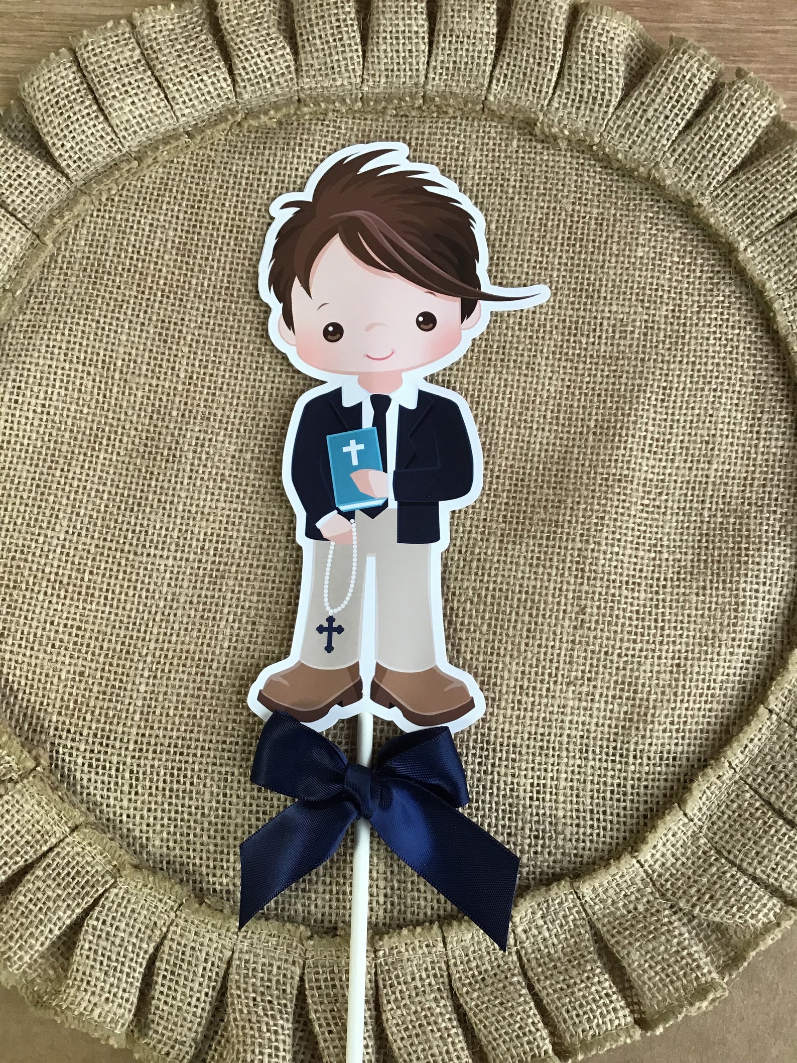 Communion Boy Custom Cake Topper, First Holy Communion- Confirmation ...