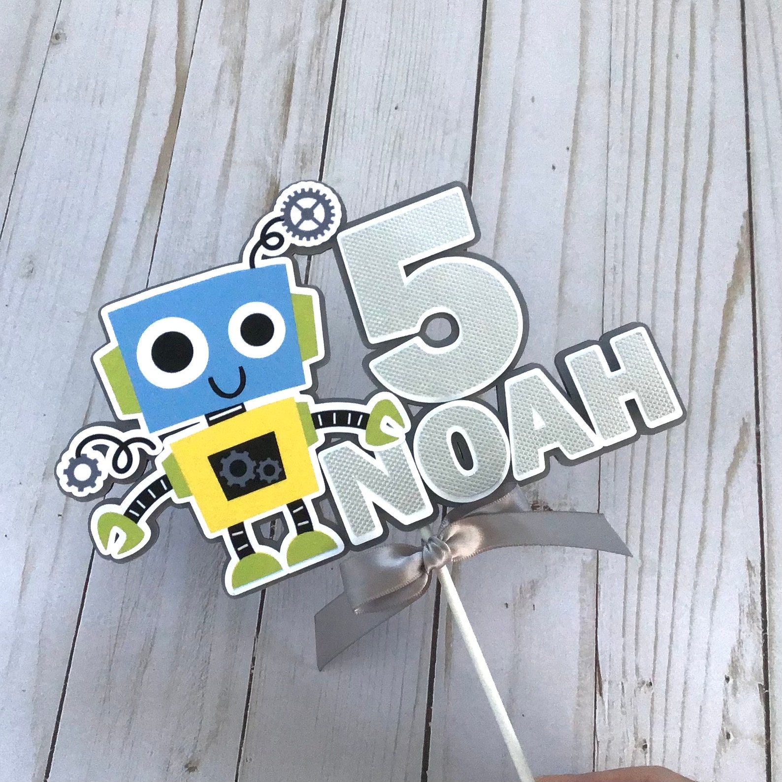 Robot Cake Topper Personalized. Robot Theme Birthday Party. - Etsy