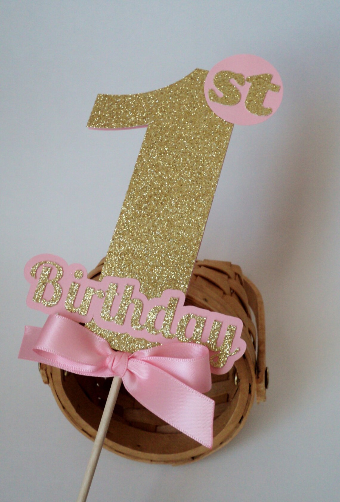Glitter Number Cake Topper Pink and Gold Party Birthday | Etsy