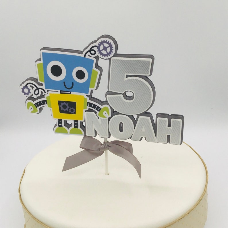 Robot Cake Topper Personalized. Robot Theme Birthday Party. - Etsy