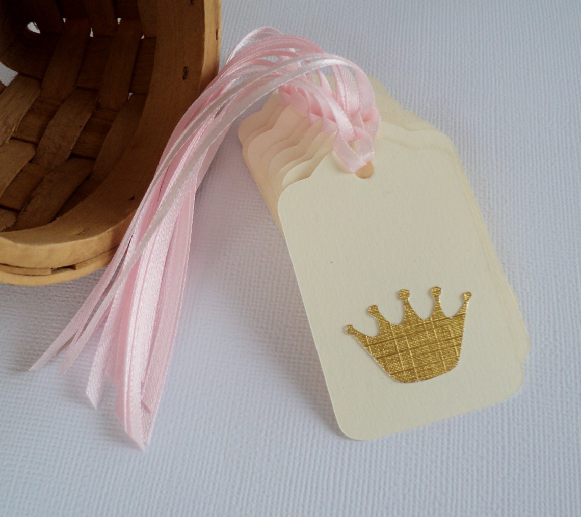 Gold Crown Tags Set of 12, Princess Birthday Decoration, Princess Baby ...